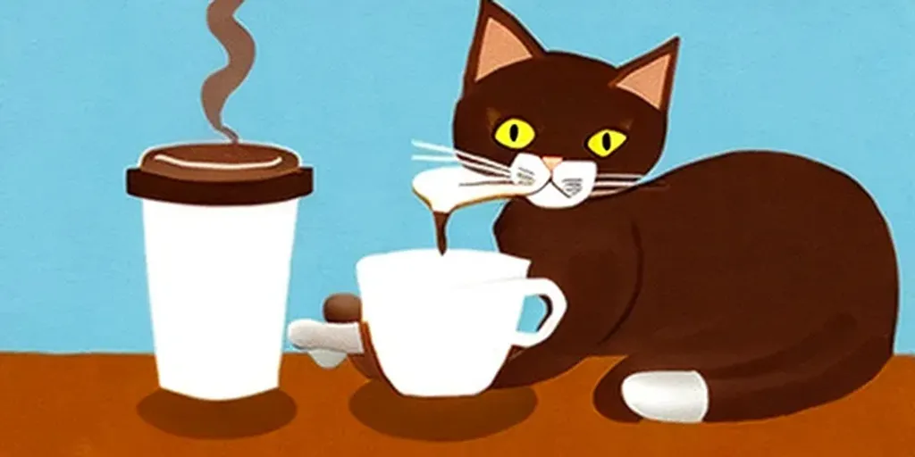 a cute cat with coffee, full face, dramatic lights,... | OpenArt