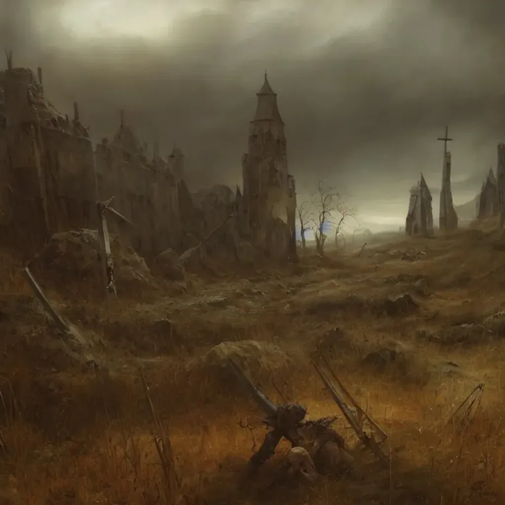 A painting of Undead Burg in Dark Souls, grim depres... | OpenArt