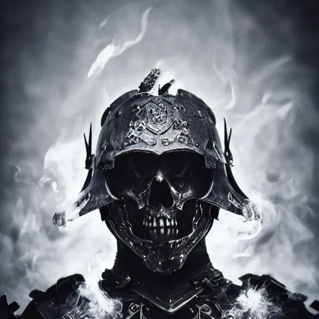 portrait of ripper of death wearing black smoke armo... | OpenArt