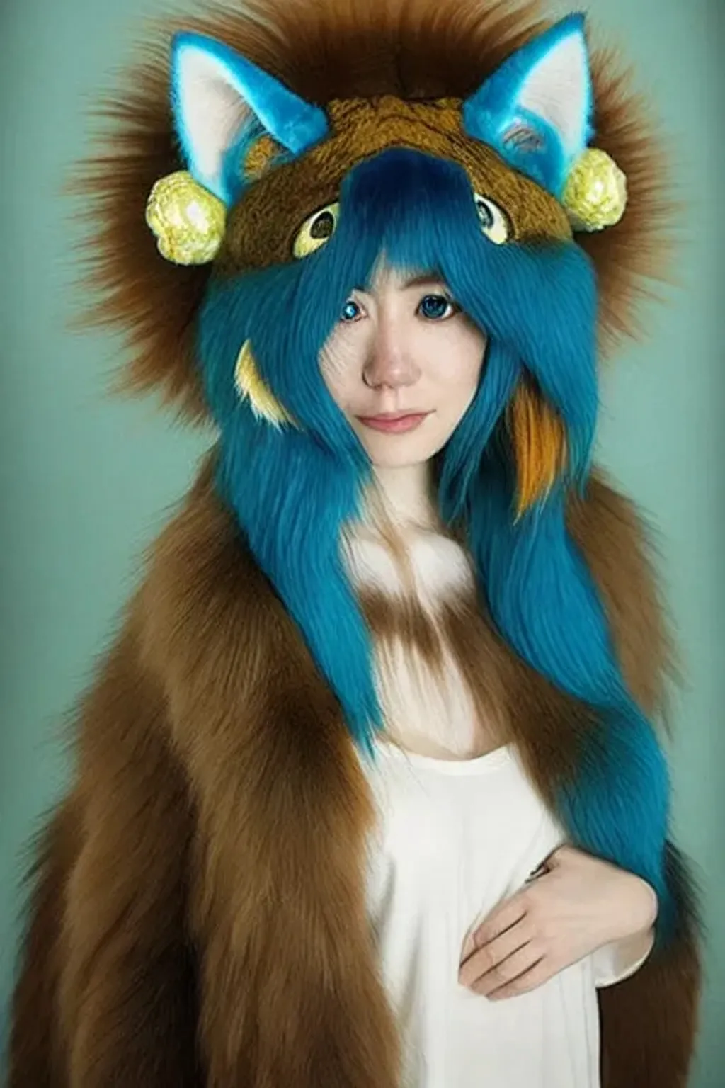 Awesome kitten shapeshifter humanoid, fursona, blue,... | OpenArt