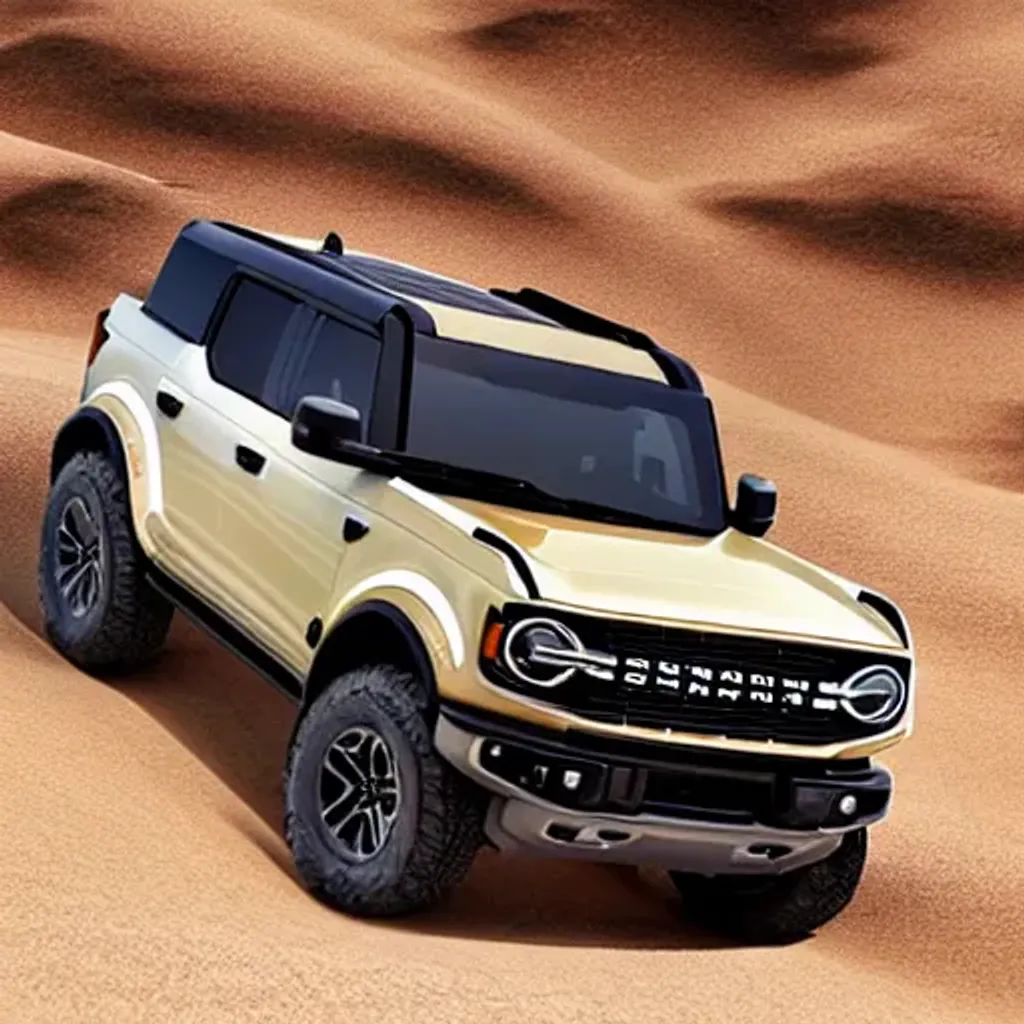 NEW Ford Bronco product shot 4x4 desert sand dunes a... | OpenArt