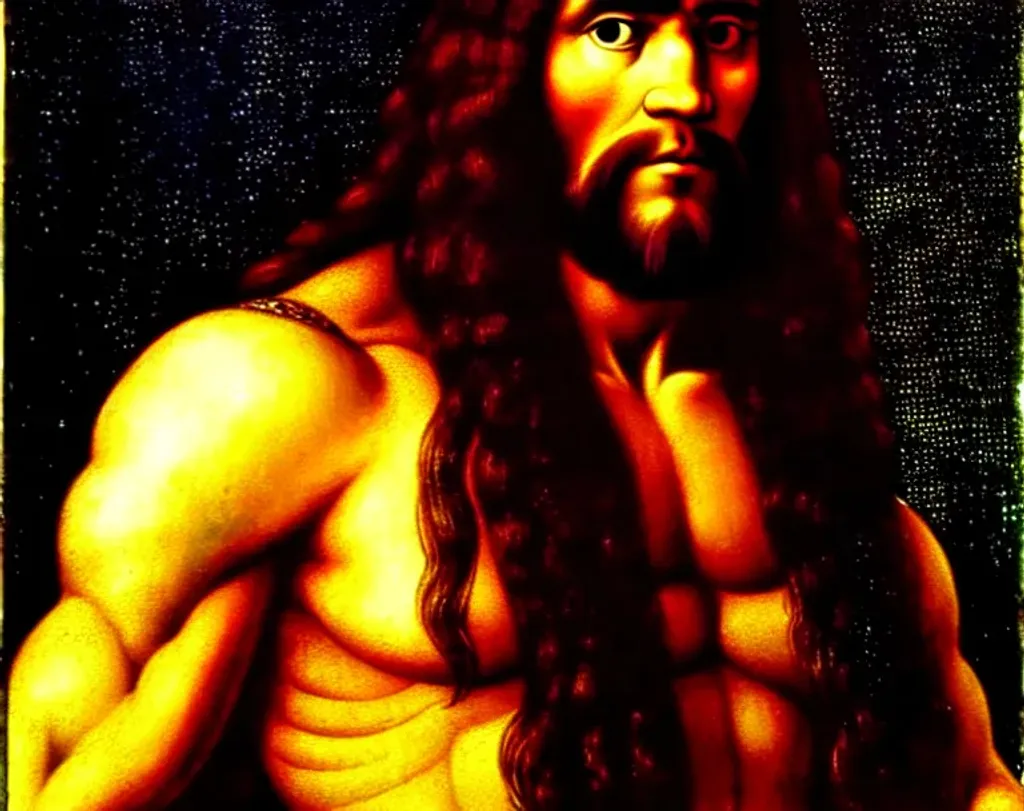 Portrait of Conan the Barbarian painted by Leonardo... | OpenArt
