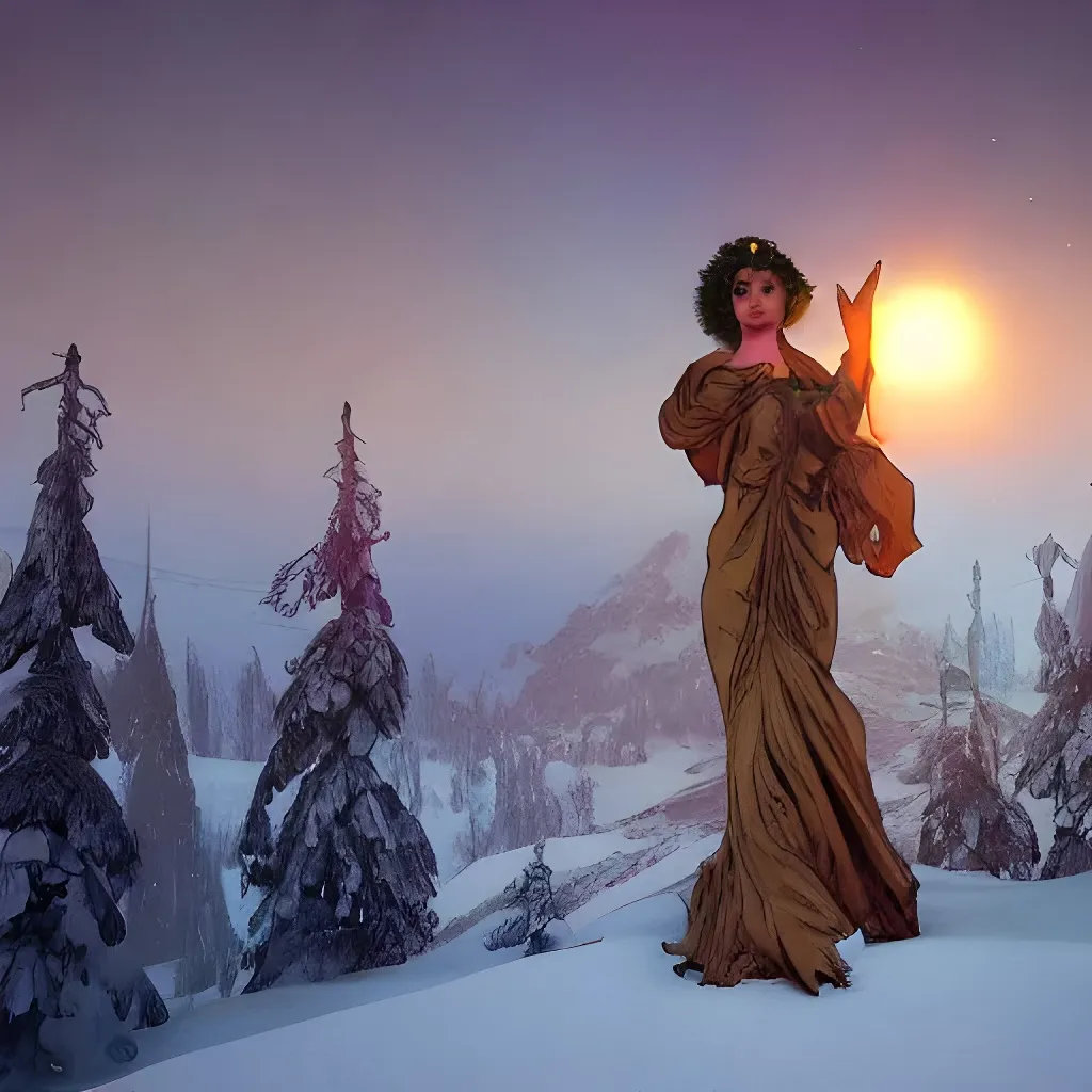 Beautiful nuclear winter in art nouveau style, alpho...