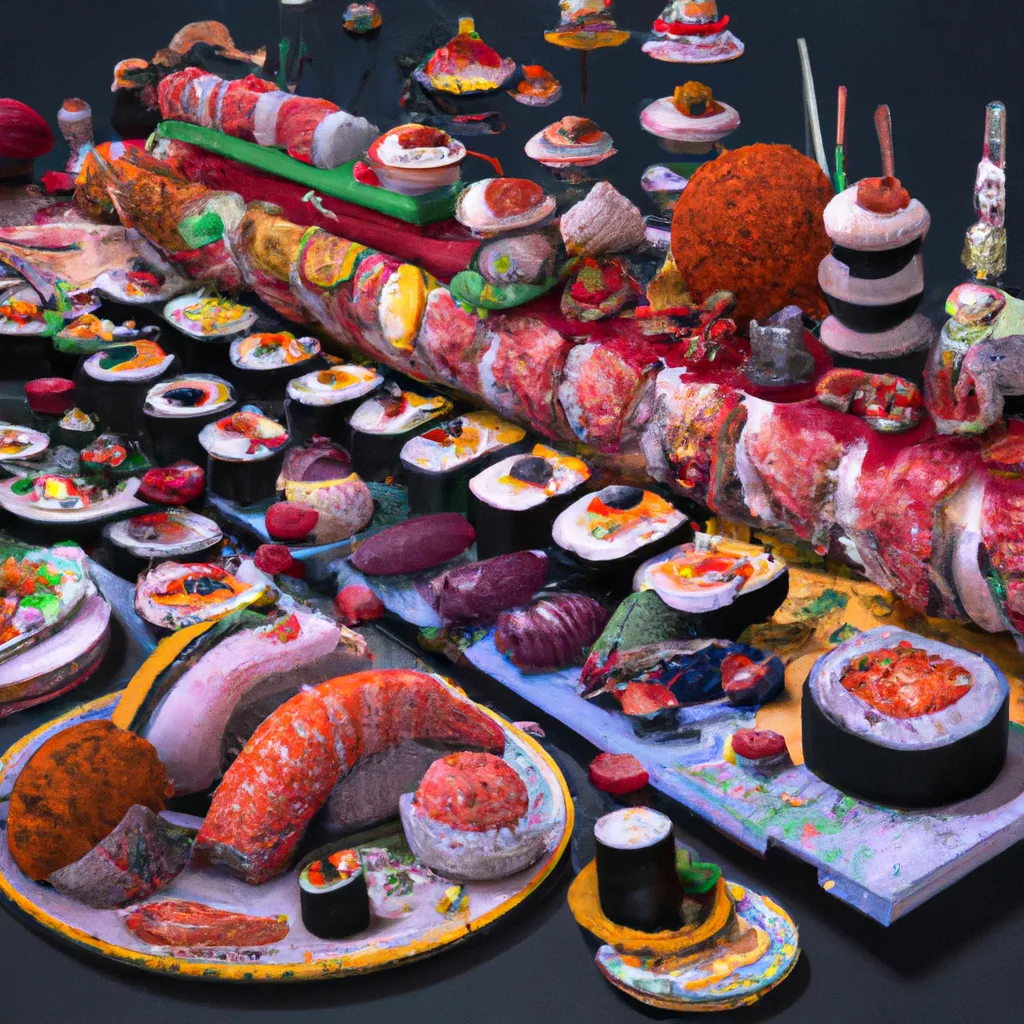 Maximalism sushi, digital art | OpenArt