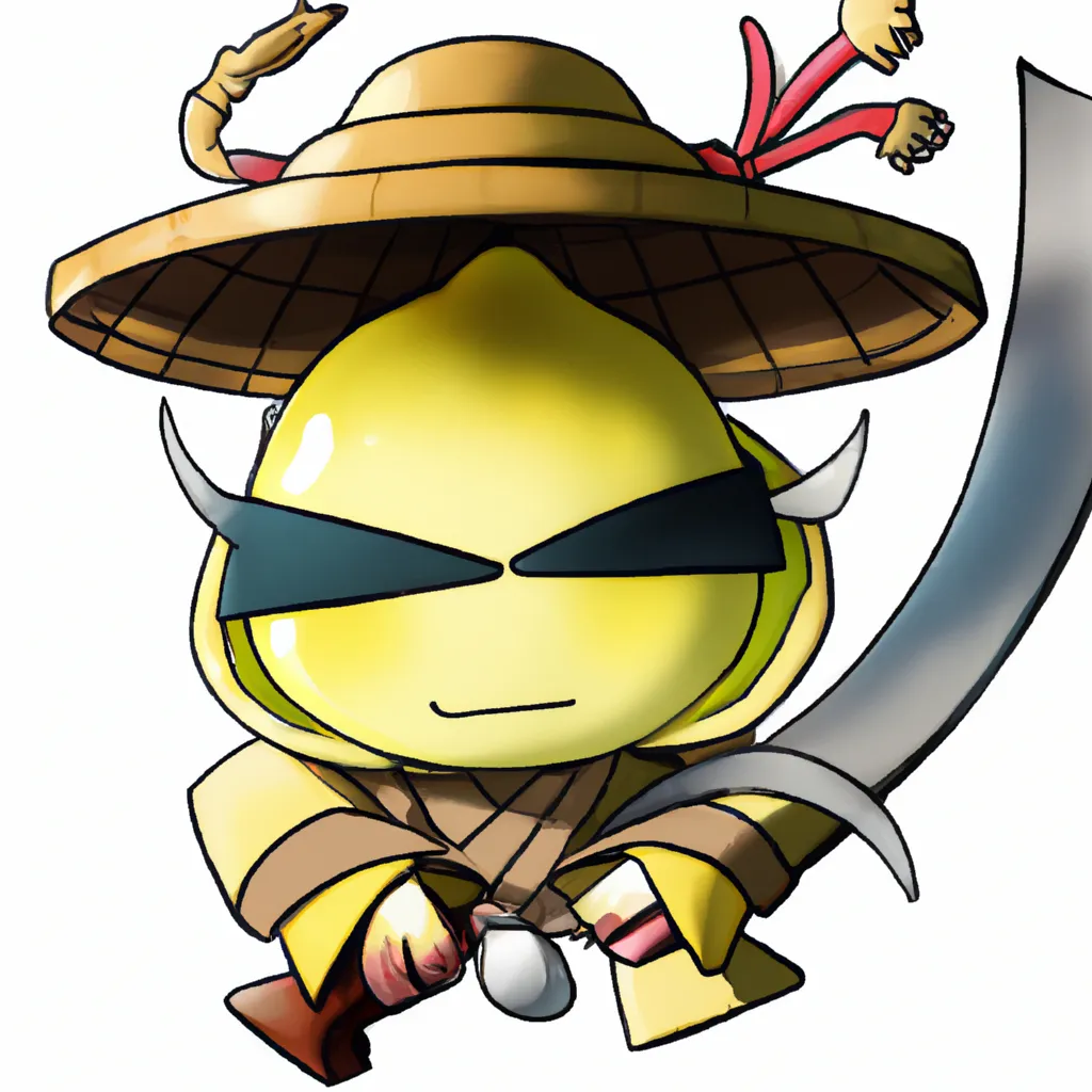a cute anthropomorphic lemon wearing a samurai hat a... | OpenArt