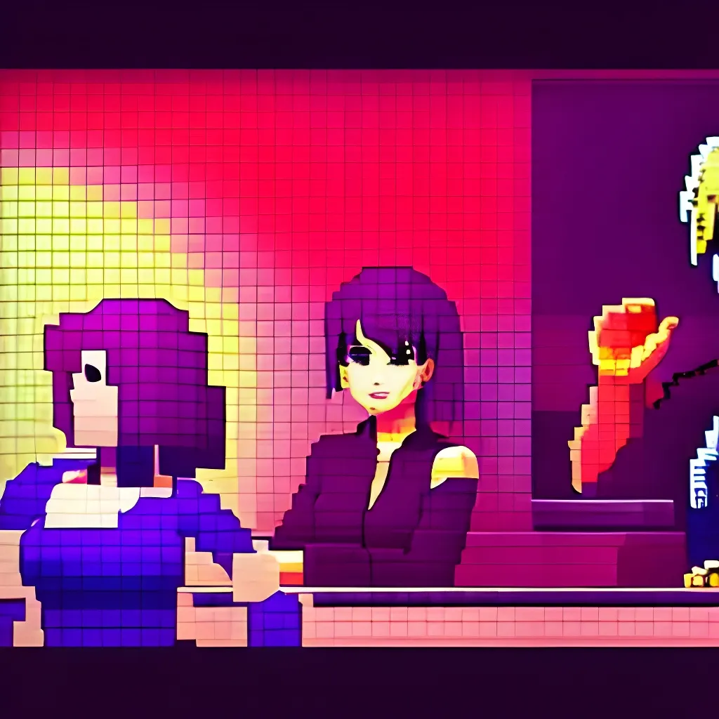 va11 hall-a cyberpunk bartender, beautiful pixel art... | OpenArt