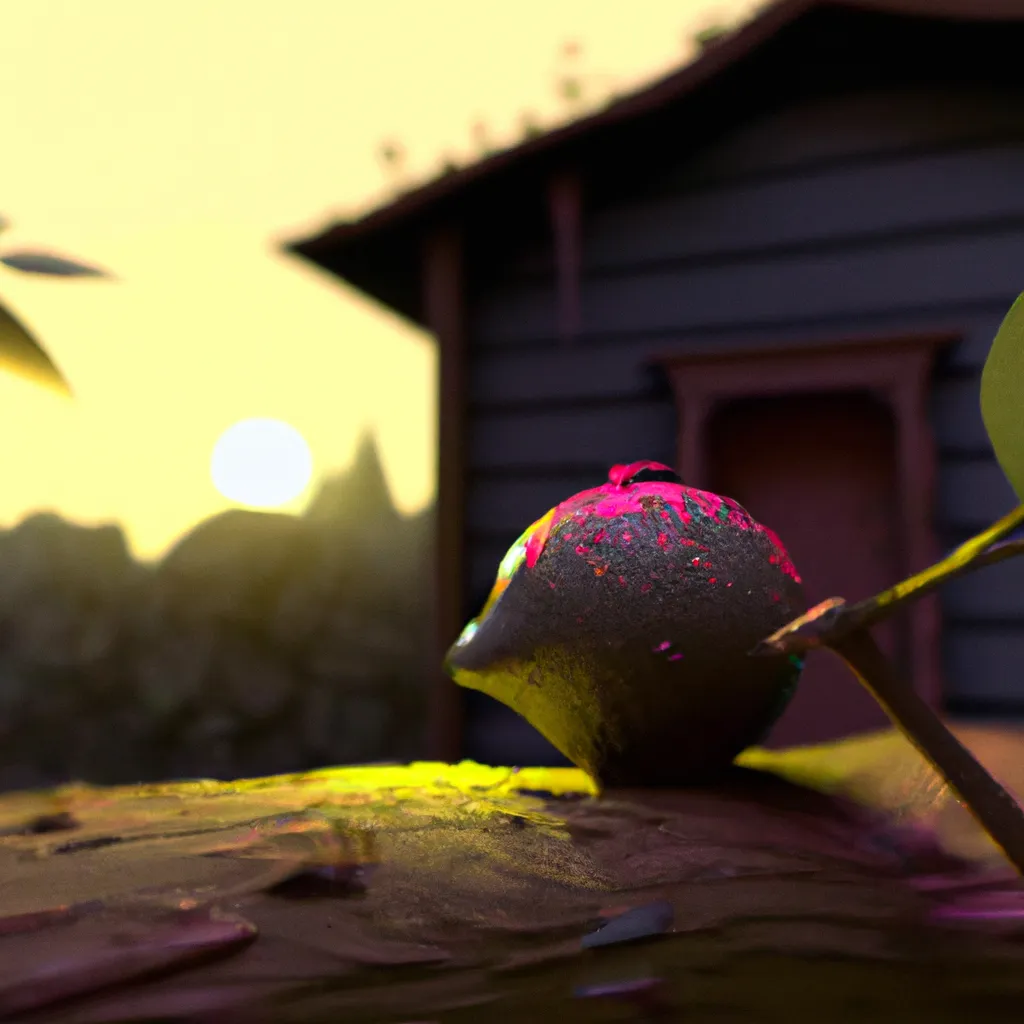 A sweating lemon walking infront of a wooden house ,... | OpenArt