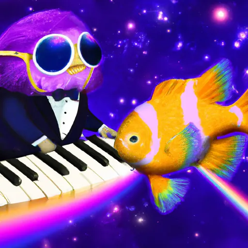 An Nemo fish wearing wearing sunglasses and a purple... | OpenArt