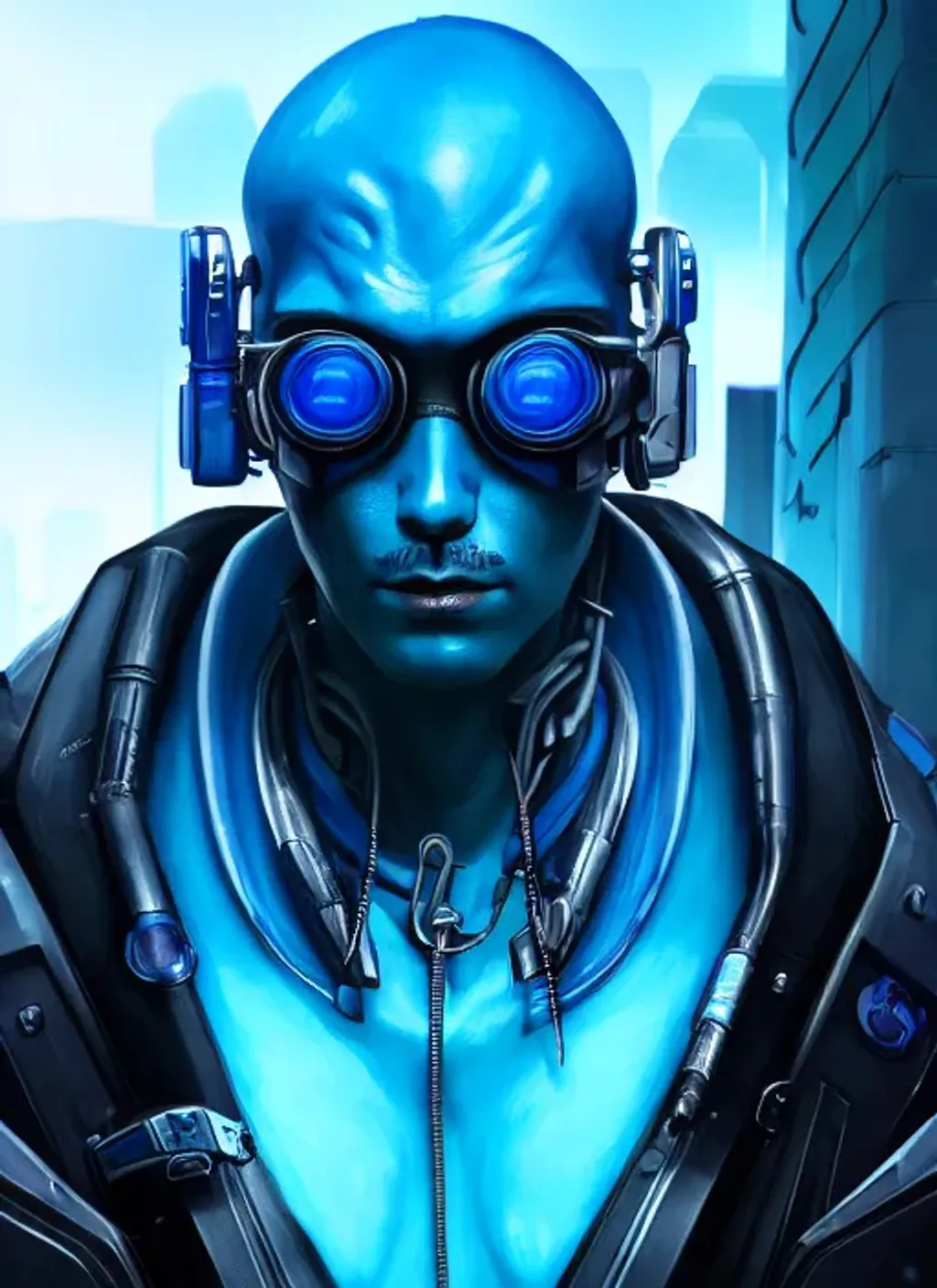Extremely detailed portrait of cyberpunk alien cops...
