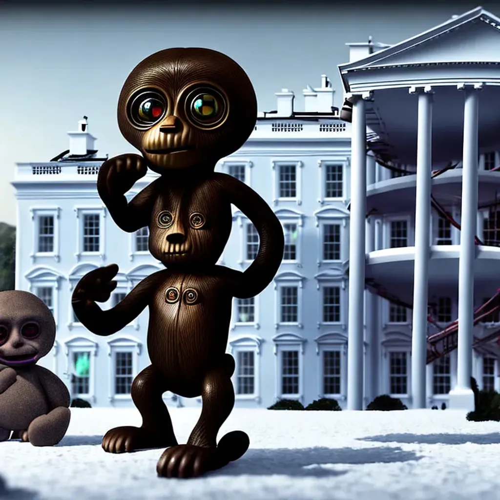 cyberpunk Cheburashka is attacking real White House... | OpenArt