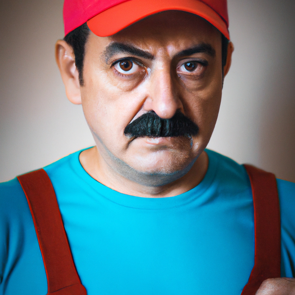 Portrait of a man who looks exactly like super mario... | OpenArt