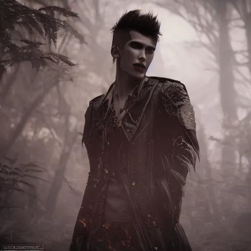 vampire male haircut photography, epic photorealis...