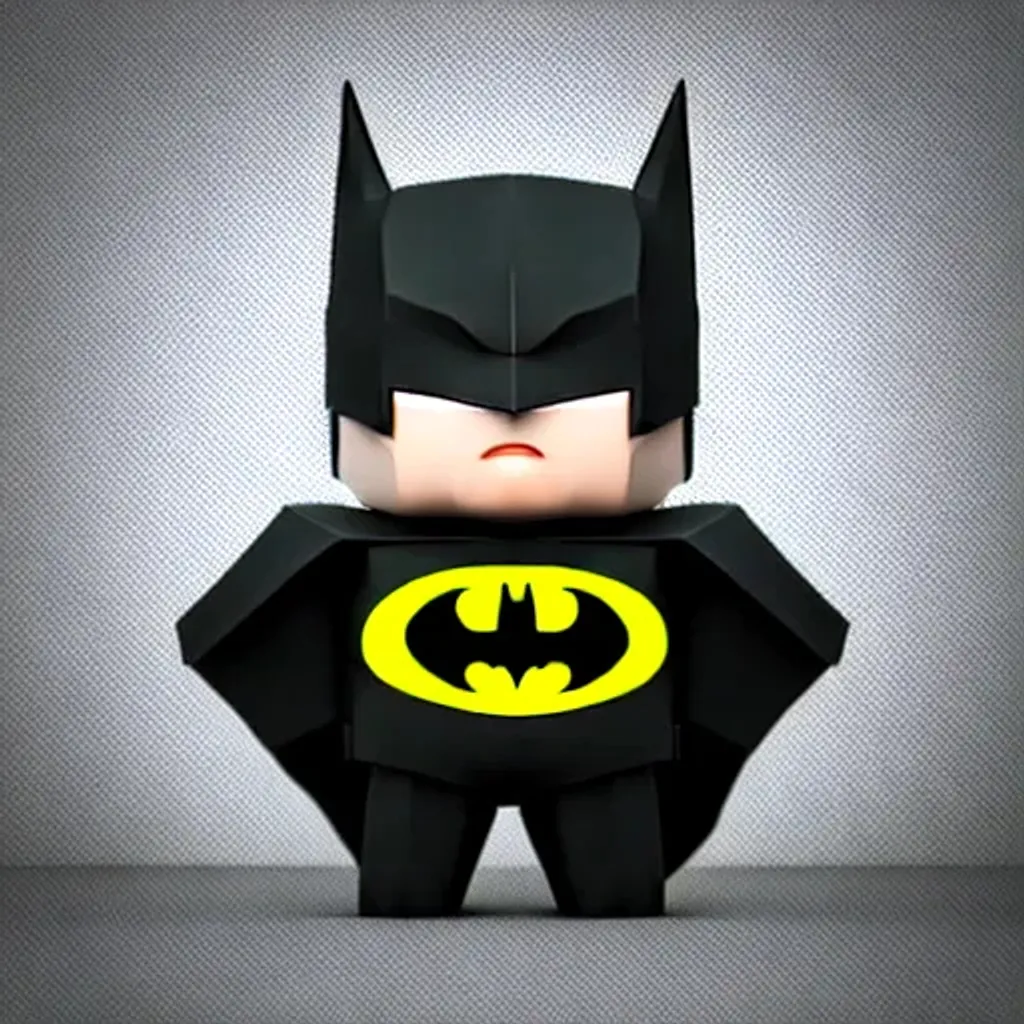 kawaii low poly batman character, 3d isometric rende...
