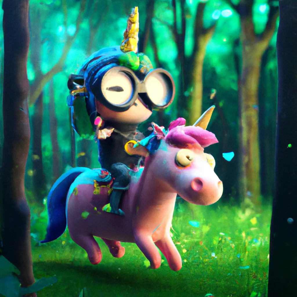 Cute 4d Portrait of a Cute Minion Ninja, riding a un... | OpenArt
