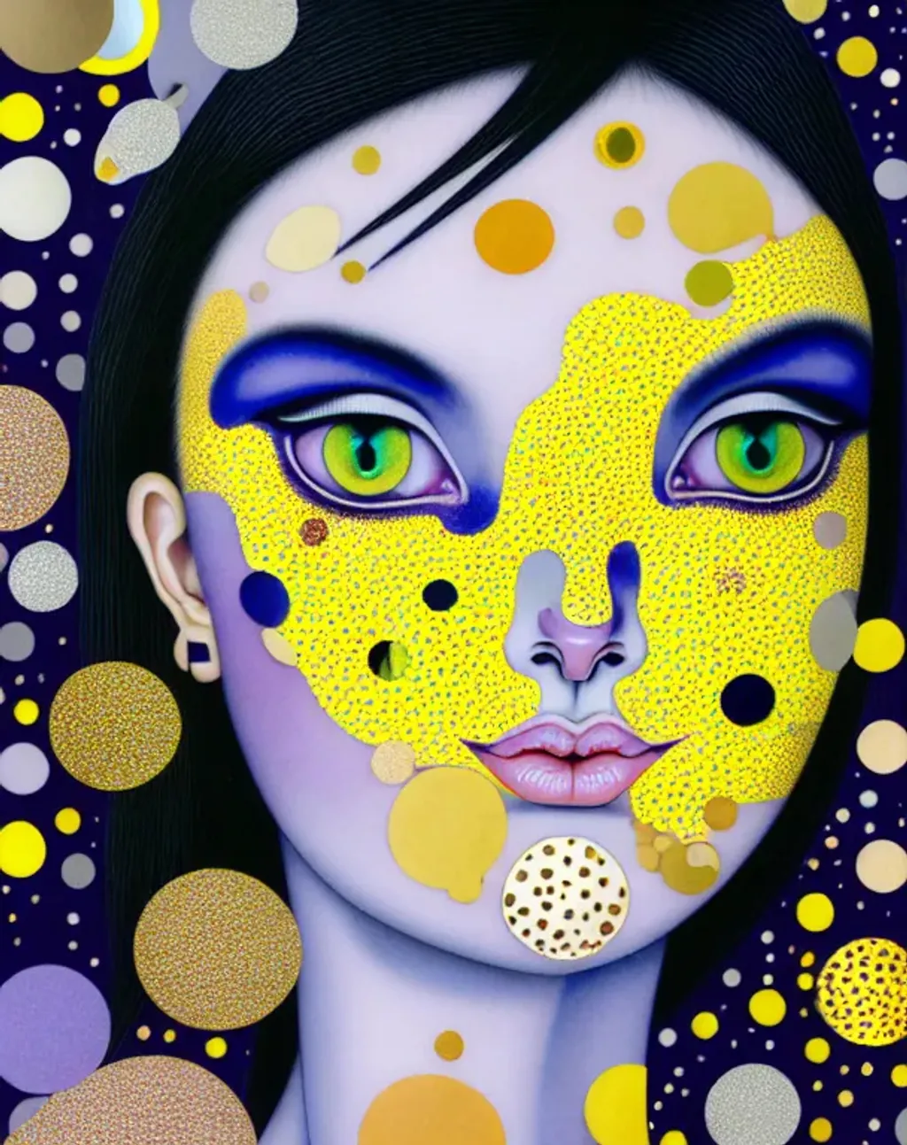 (( woman-cat shapeshifter)) indigo cream mustard pin... | OpenArt