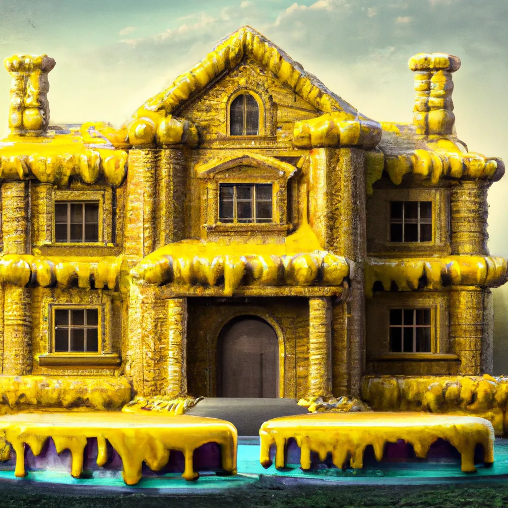 Real size luxury mansion made out of yellow jelly, r... | OpenArt