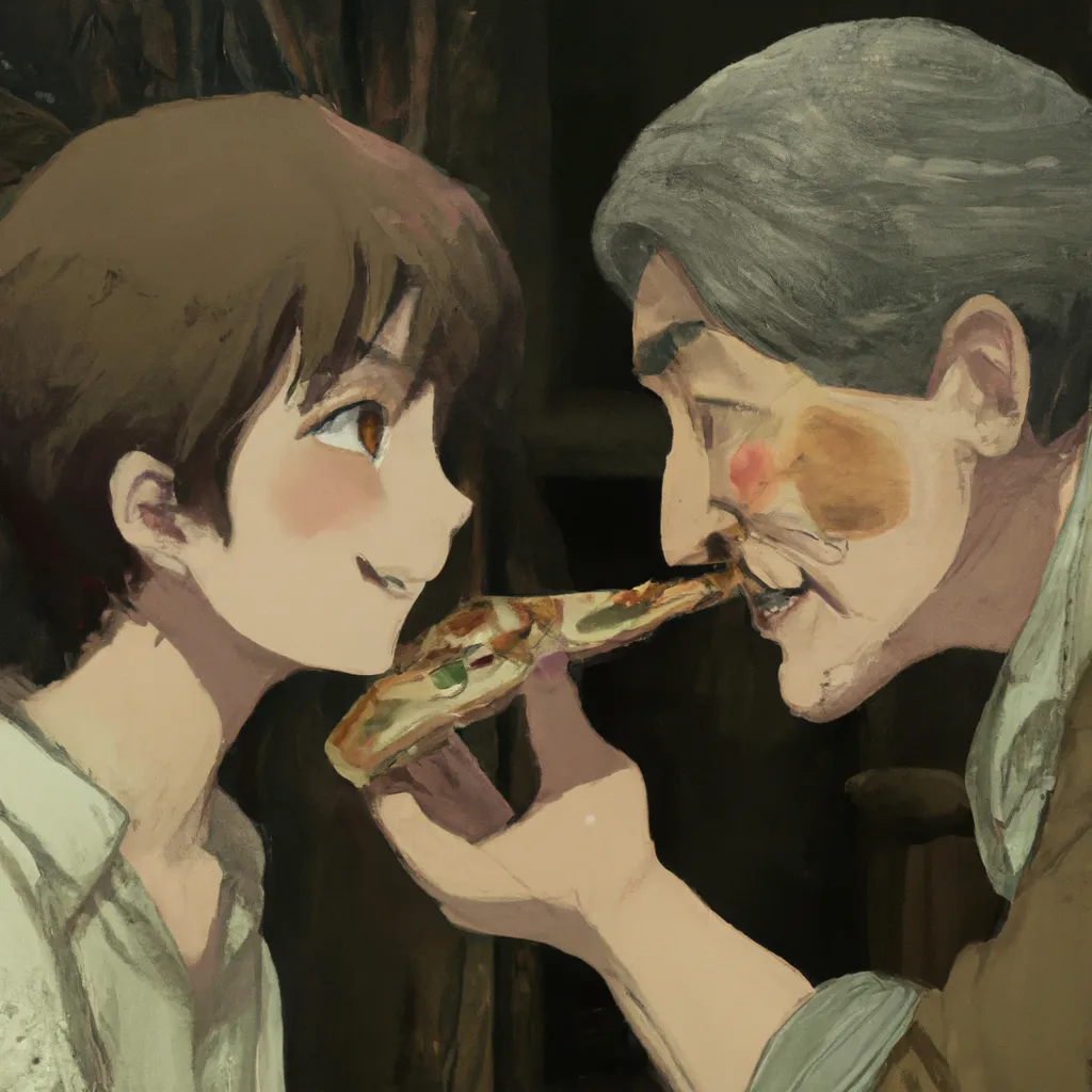 an anime portrait of two young men feeding each othe... | OpenArt