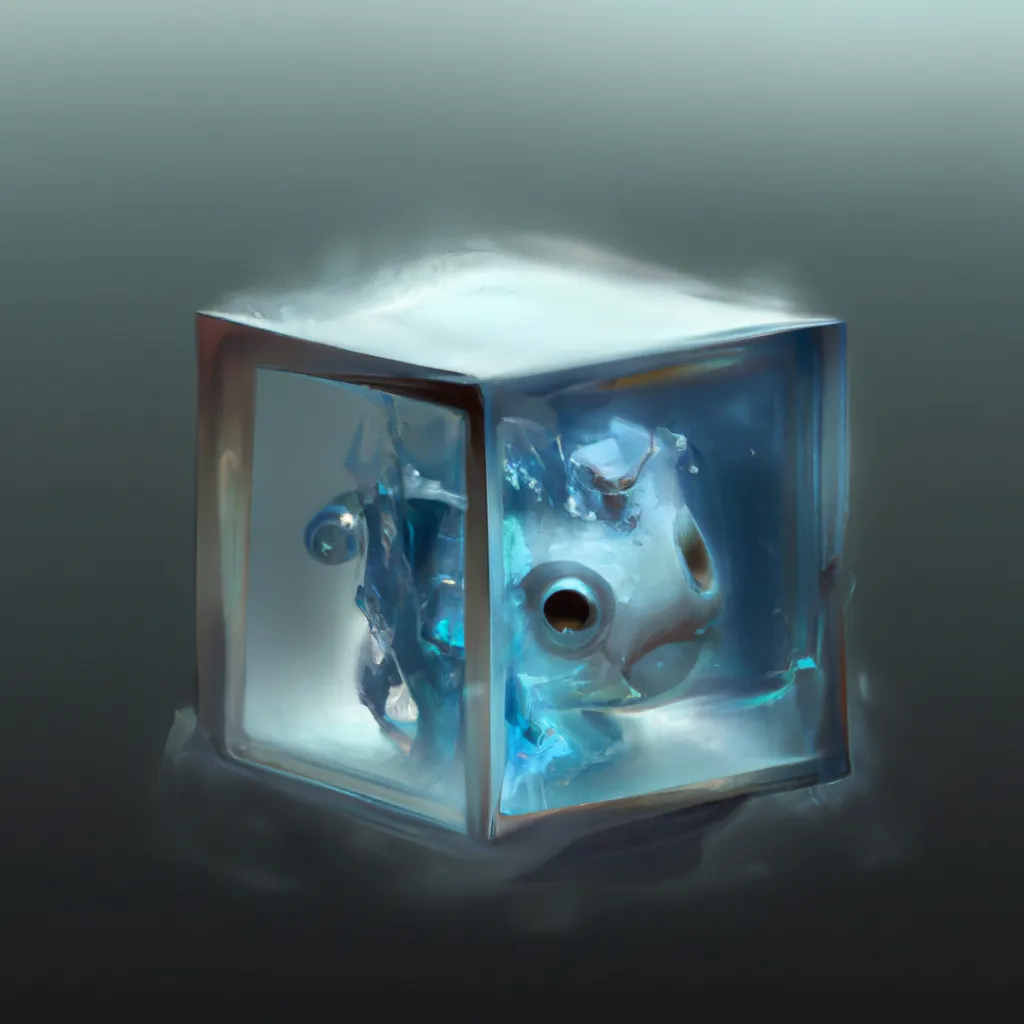 a transparent cube with a mysterious creature inside... | OpenArt