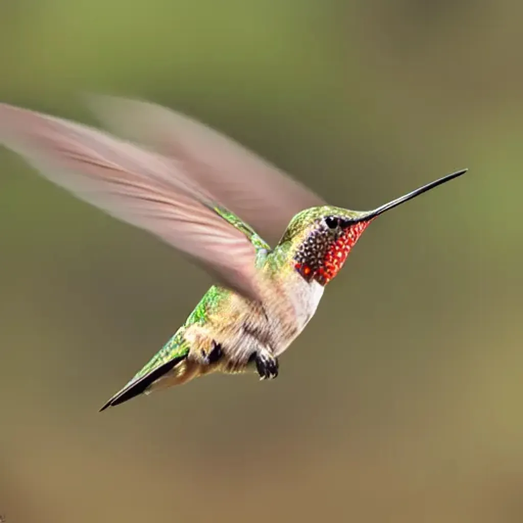 Fast shutter speed photo of a hummingbird in flight,...