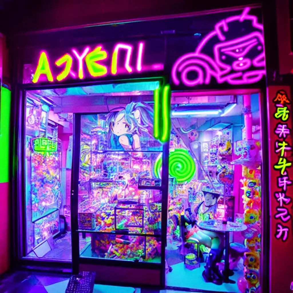anime, Tokyo candy cafe made of bright colorful cand... | OpenArt