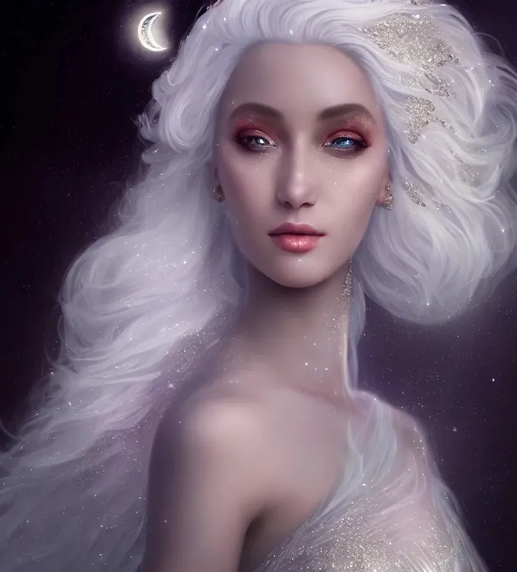 Portrait of a beautiful female Spirit of Moonlight w... | OpenArt