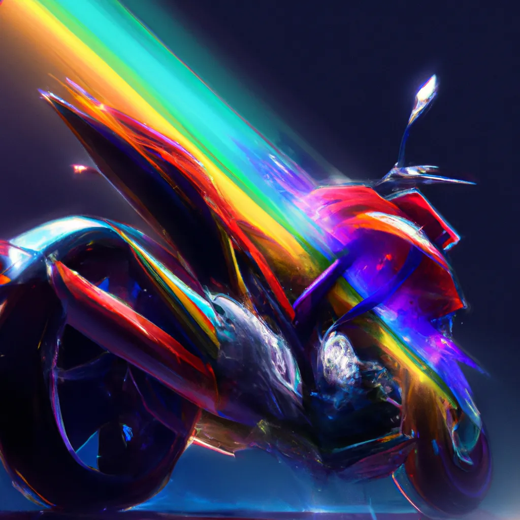 friendly concept art of rainbow motorcycle, weapon... | OpenArt