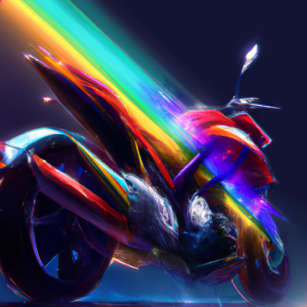 friendly concept art of rainbow motorcycle, weapon... | OpenArt
