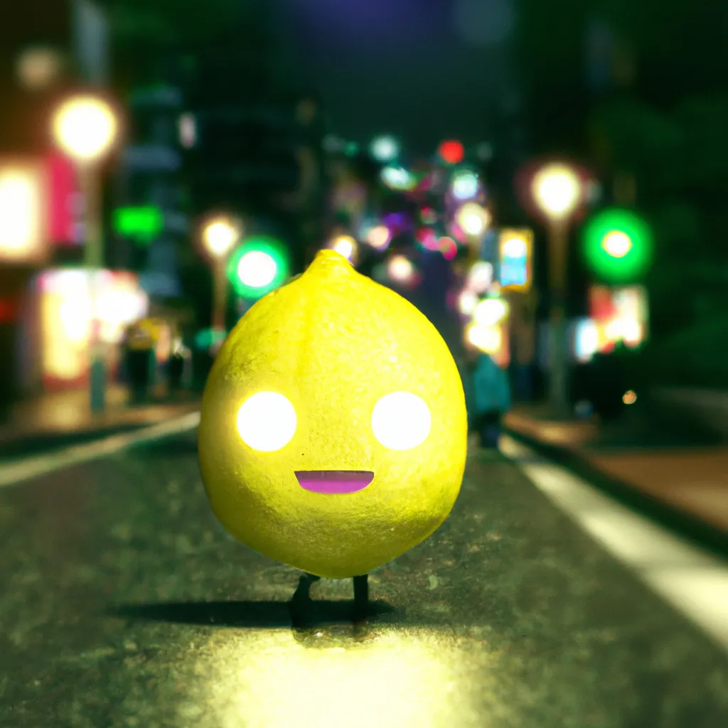 A photo of a lemon character walking down the street... | OpenArt
