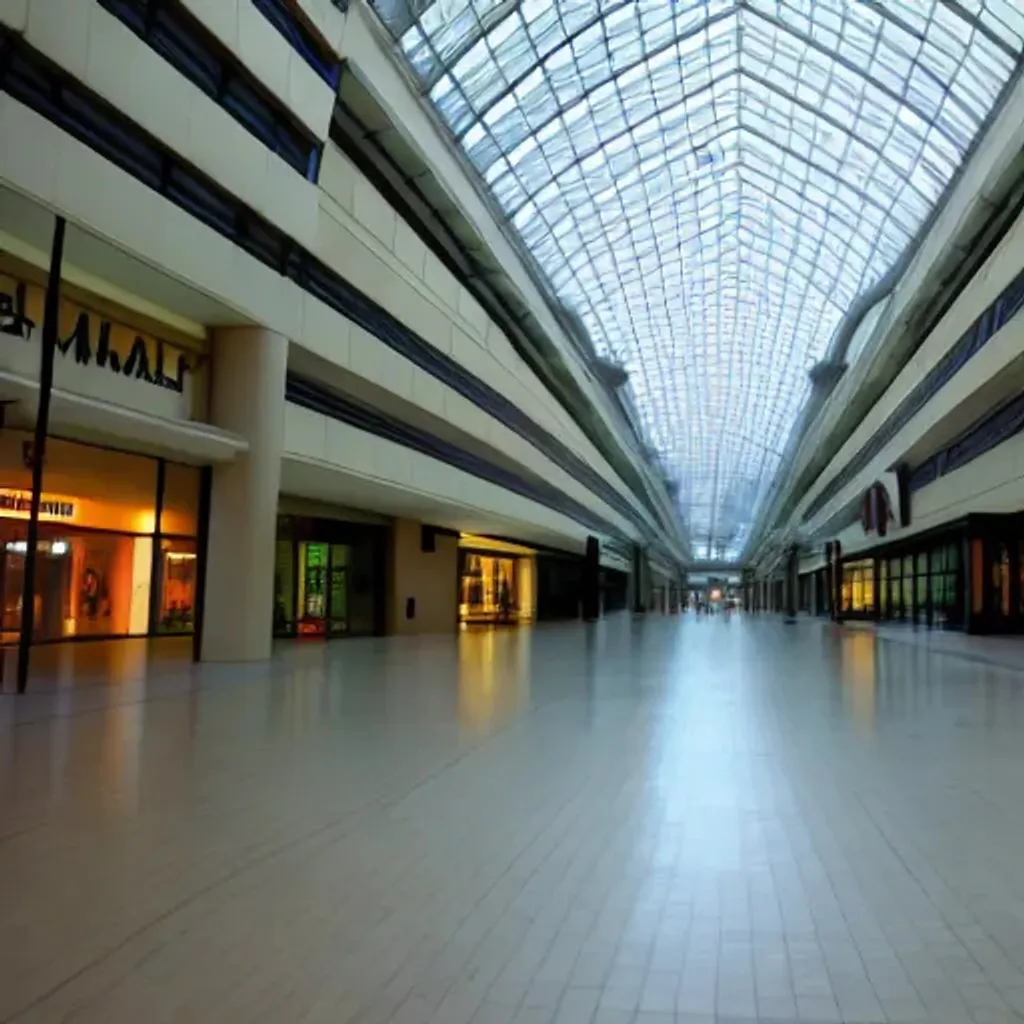liminal empty modern mall at night, with creepy people | OpenArt