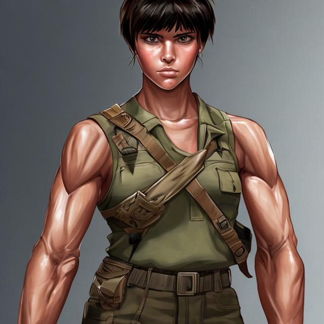 muscular tomboy soldier rambo