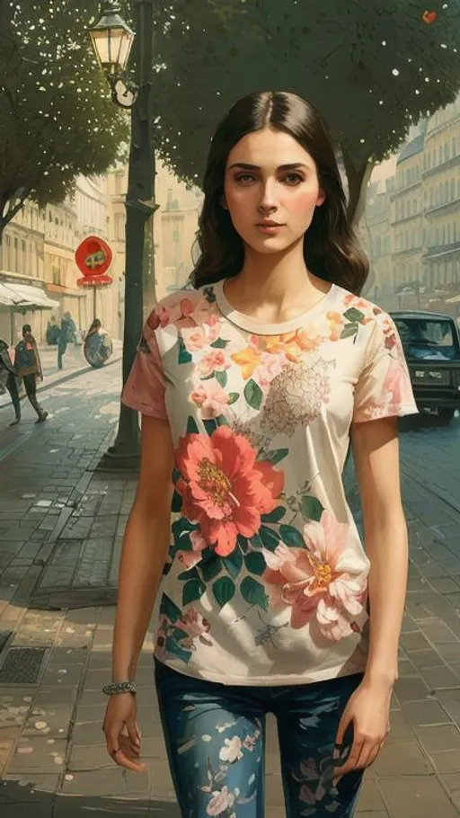 Paris street setting, realistic beautiful young woma... | OpenArt