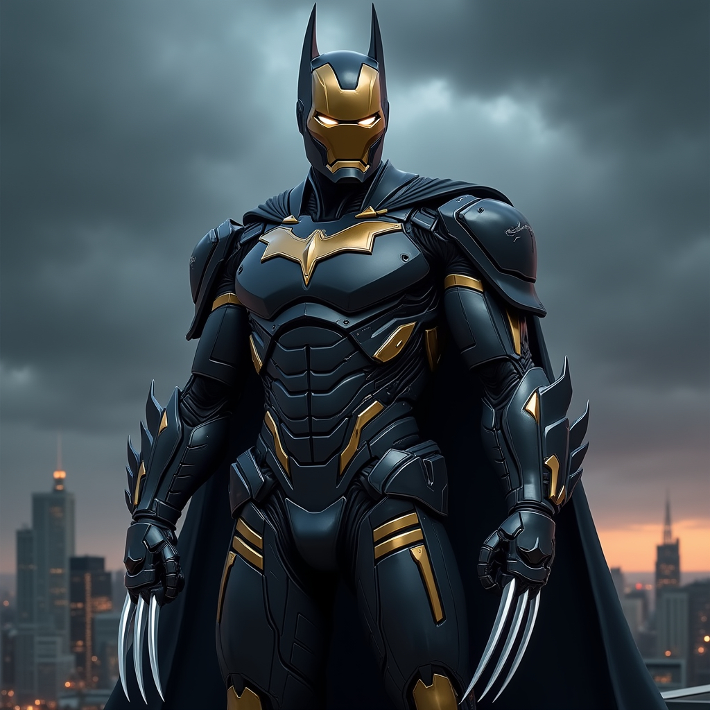 A male original character in a high-tech hero costum...