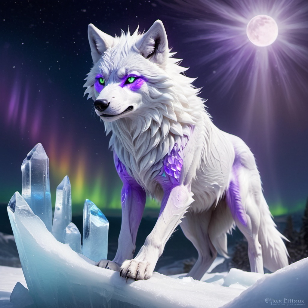 ice elemental wolf, feral wolf, kitsune, nine-tailed...