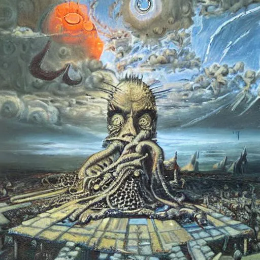Oil painting, hyperborea, Hobbema, Lovecraft, Shishk...