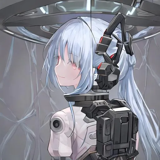 A girl being mind controlled by a device connected t...