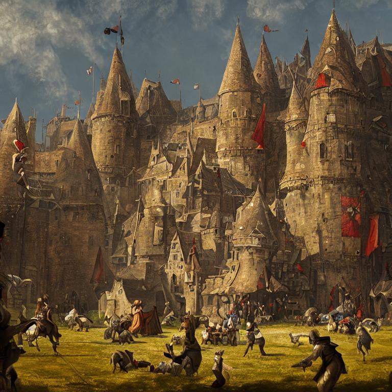 A medieval circus, texture, intricate, details, medi... | OpenArt