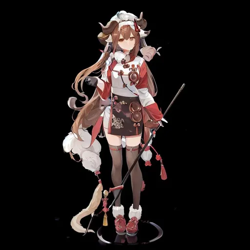 Ram ears, Ram horns, animal ears, holding staff, ear...