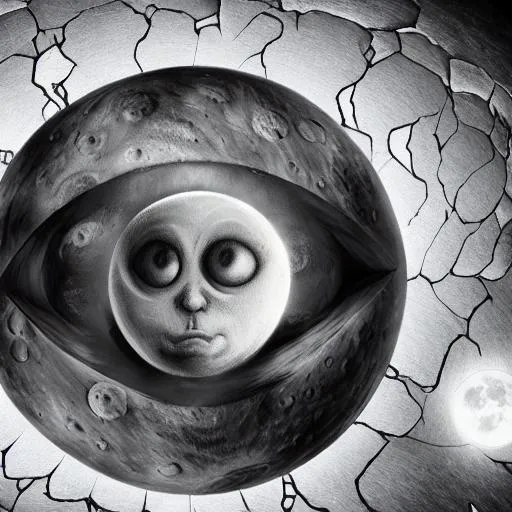 Moon with sinister face looking down on Earth, award... | OpenArt