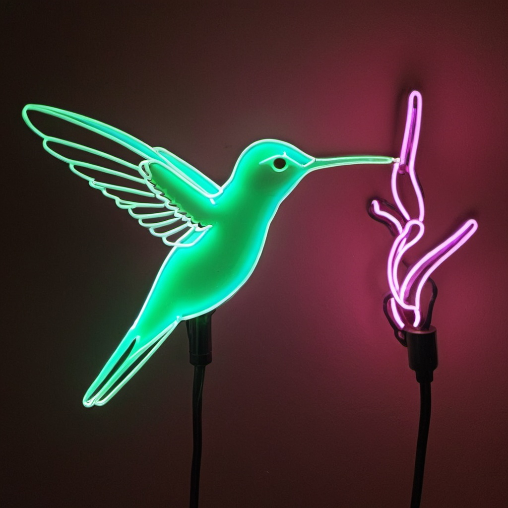 add an electroluminescent neon colored hummingbird