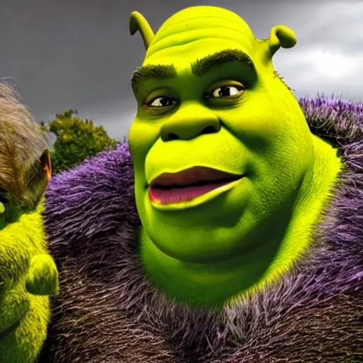 Super realistic image of Shrek in the backgrounds
