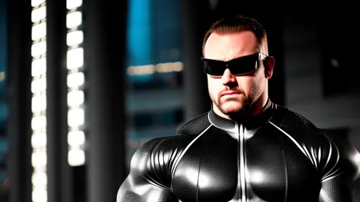 (full body shot) of a beefy android spy bodybuilder... | OpenArt