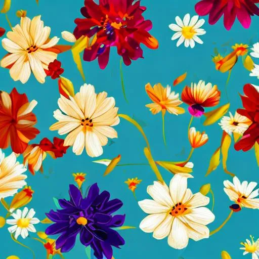 Colorful and stylish minimalist and abstract flowers