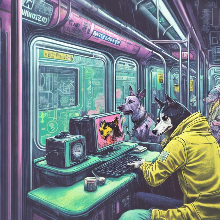 pop art chalk pastel art of a detailed dog hacking a... | OpenArt