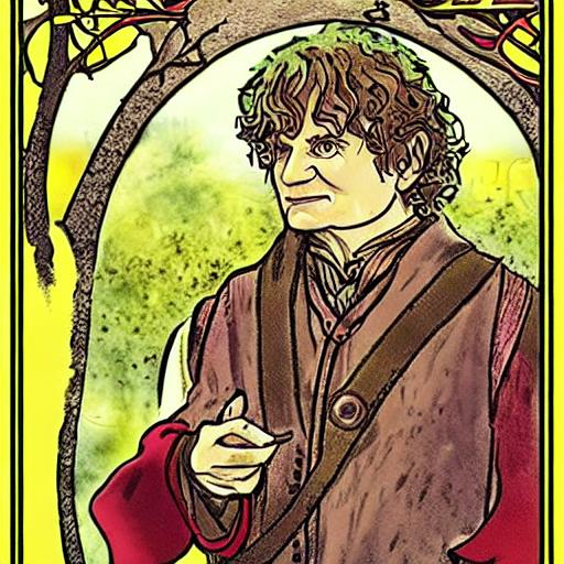 Bilbo After his Journey in the hobbit book in a taro... | OpenArt