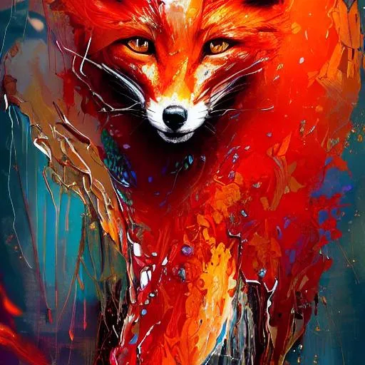 Abstract hyper realistic splash art of a fox face wi... | OpenArt