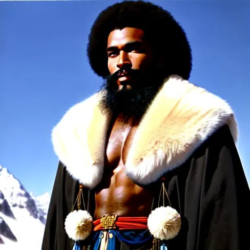 A very young black muscular man wearing ancient prim... | OpenArt