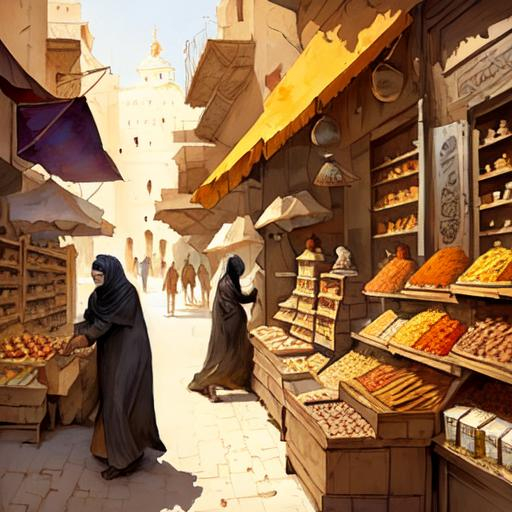 merchant selling spices in arabic souk | OpenArt