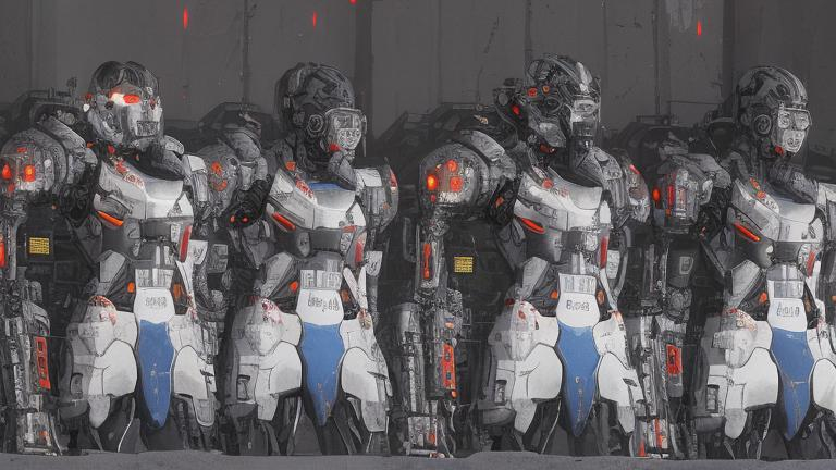 Nuclear apocalypse, assembly line making cyborg clon...