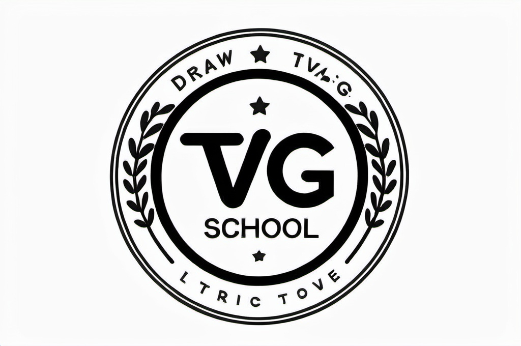 Draw circle logo school with letter TVG in center