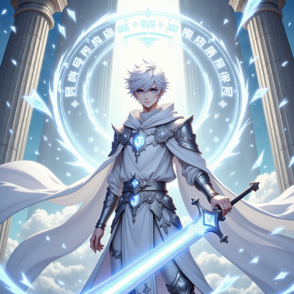 A tall and commanding young man in a highly detailed...